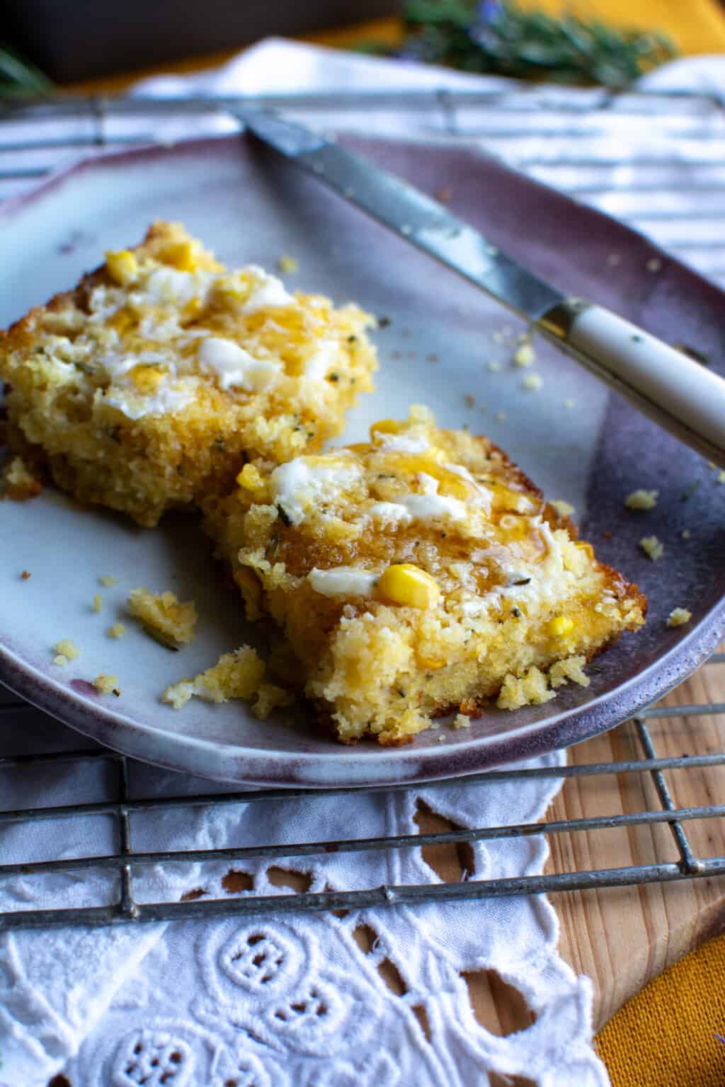 Easy Cornbread with Corn, Rosemary, and Cheddar - katesbestrecipes.com