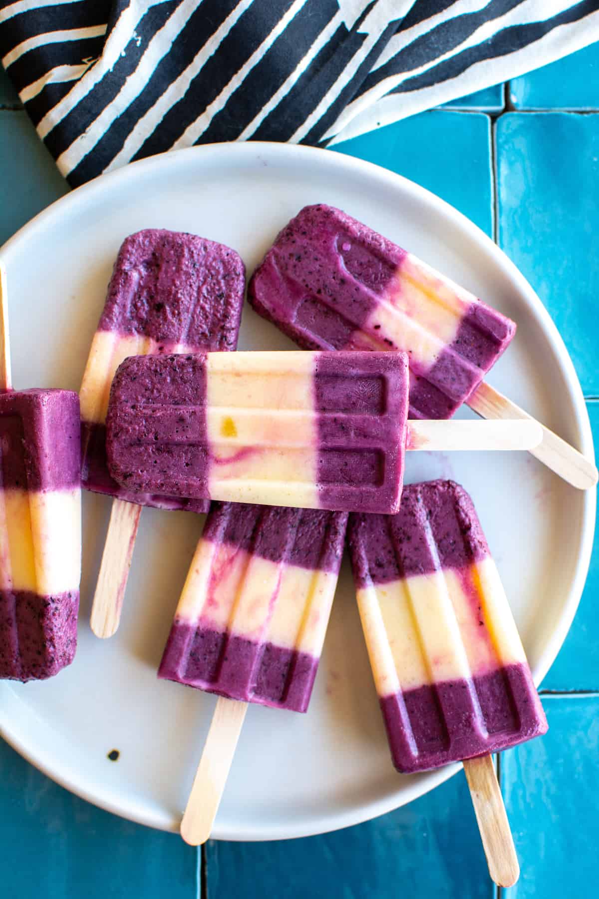 Healthy Fruity Striped Yogurt Popsicles - katesbestrecipes.com