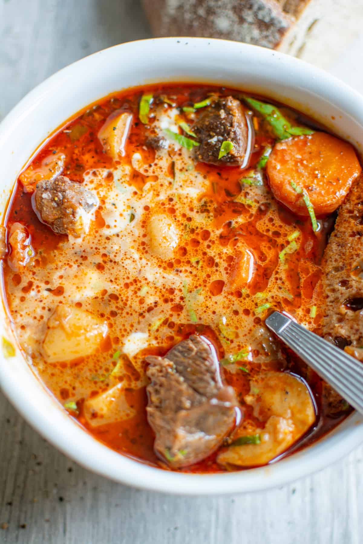 Authentic German Goulash Soup Recipe {Gulaschsuppe} - katesbestrecipes.com