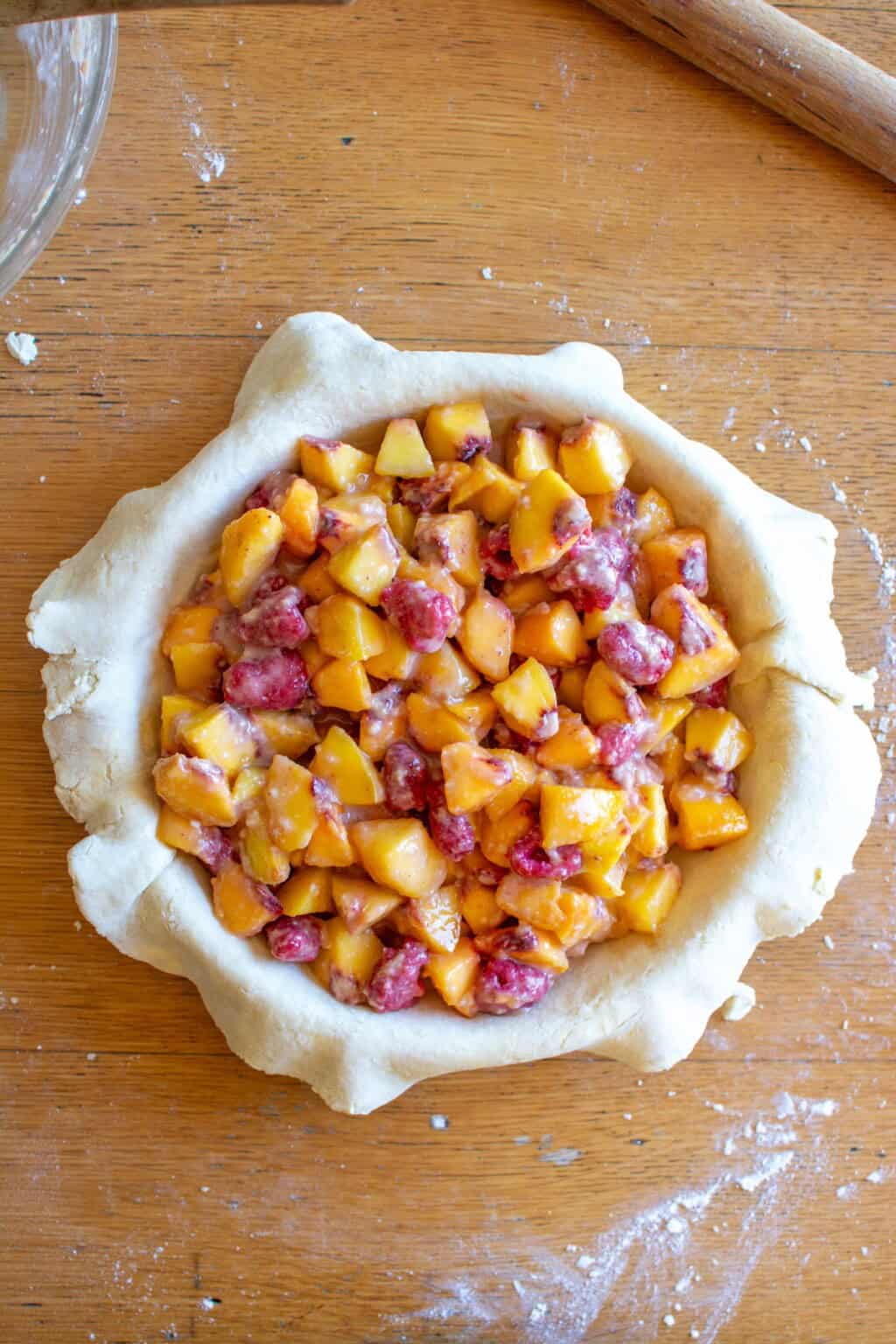 Peach and Raspberry Pie Recipe with Crumb Topping - katesbestrecipes.com